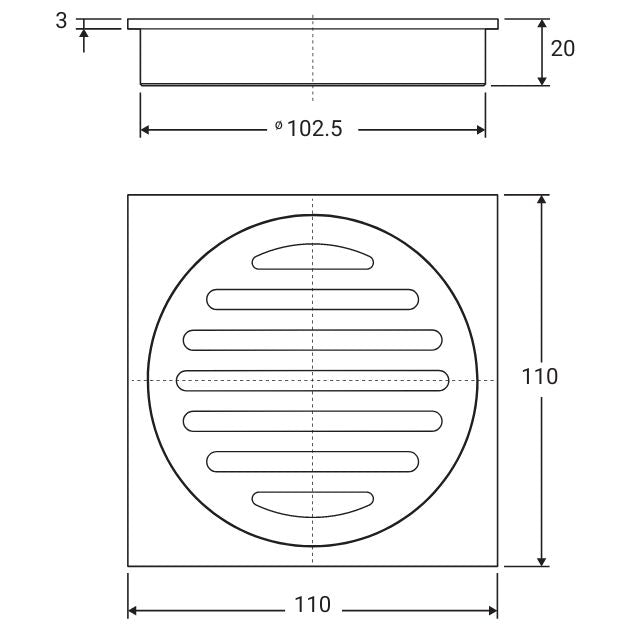 Fienza Square Floor Waste, Round Grate, 100mm Outlet - Chrome — The ...