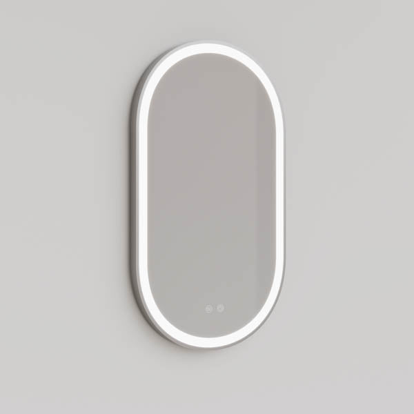 Ingrain Pill Shaped Brushed Nickel Framed Frontlit LED Mirror 500mm by ...