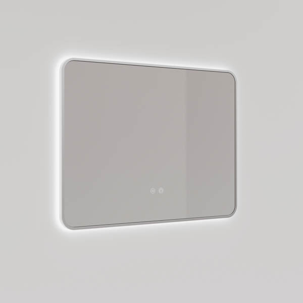 Ingrain Rectangle Brushed Nickel Framed Backlit LED Mirror 600mm by 80 ...