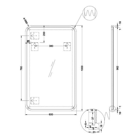 Ingrain Timber Framed Rectangular Mirror 600mm x 1000mm — The Blue Space