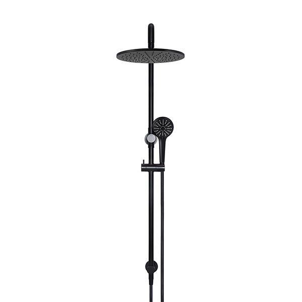 Round 2-in-1 Matte Black Shower Rail Set 300mm Rose — The Blue Space