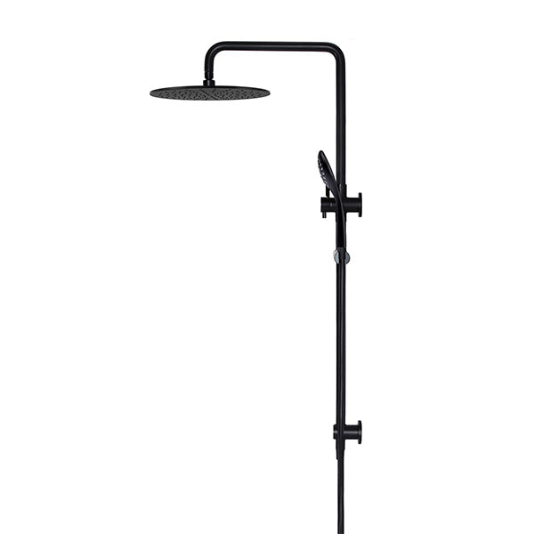 Round 2-in-1 Matte Black Shower Rail Set 300mm Rose — The Blue Space