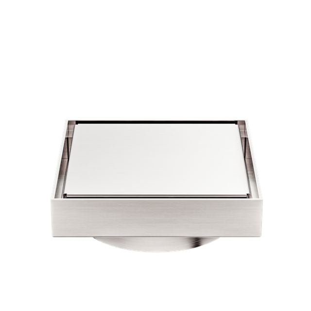 Nero 130mm Square Tile Insert Floor Waste 100mm Outlet Brushed Nickel ...