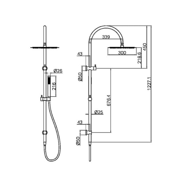 Nero Zen SS316L Twin Shower With Outdoor Shower Hose Brushed Gold — The ...