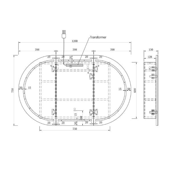 Otti Bondi 1200 LED Shaving Cabinet Matte White — The Blue Space