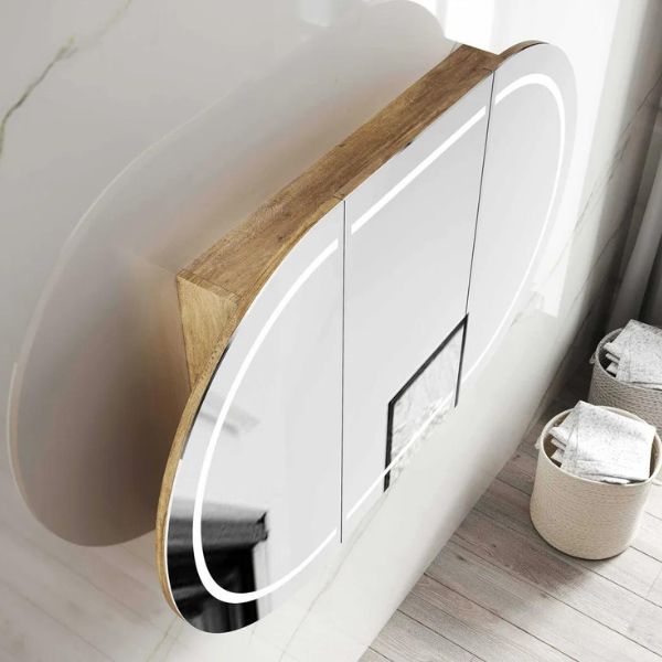 Otti Bondi 1200 LED Shaving Cabinet Natural Oak — The Blue Space