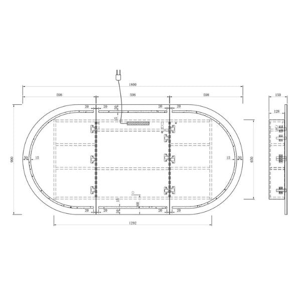 Otti Bondi 1800 LED Shaving Cabinet Natural Oak — The Blue Space