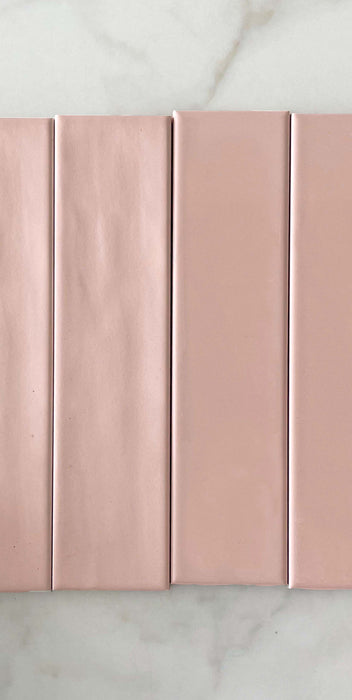 Pastel Pink Bella Subway Tile Matt 65 x 265 x 6mm Ceramic — The Blue Space