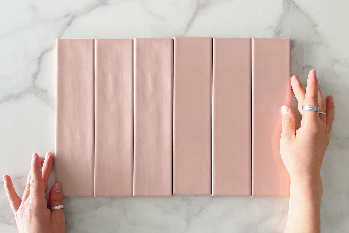 Pastel Pink Bella Subway Tile Matt 65 x 265 x 6mm Ceramic — The Blue Space
