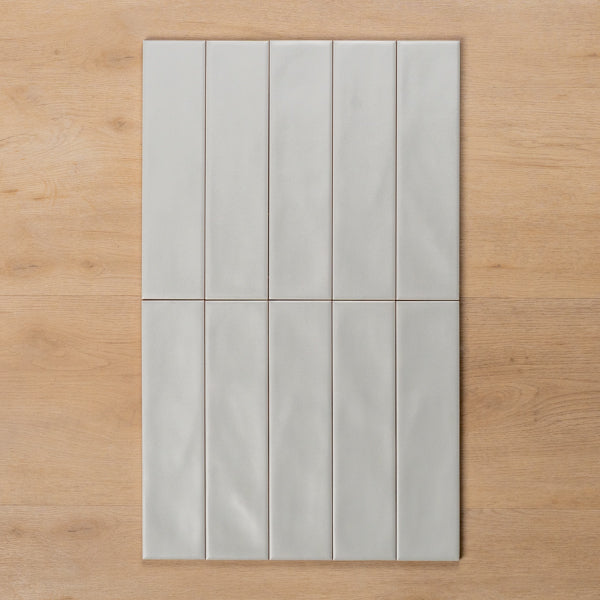 Whitehaven Blue Wavy Satin Ceramic Subway Tile 68x280mm — The Blue Space