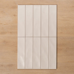 Whitehaven Cream Wavy Satin Ceramic Subway Tile 68x280mm — The Blue Space