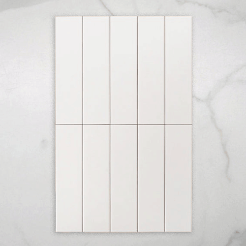 Whitehaven White Wavy Satin Ceramic Subway Tile 68x280mm — The Blue Space