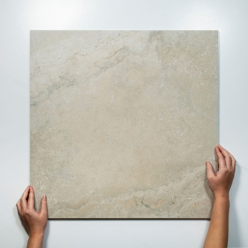 Tuscan Beige Travertine Look Tile 600mm x 600mm External 6CRWBEX - The ...