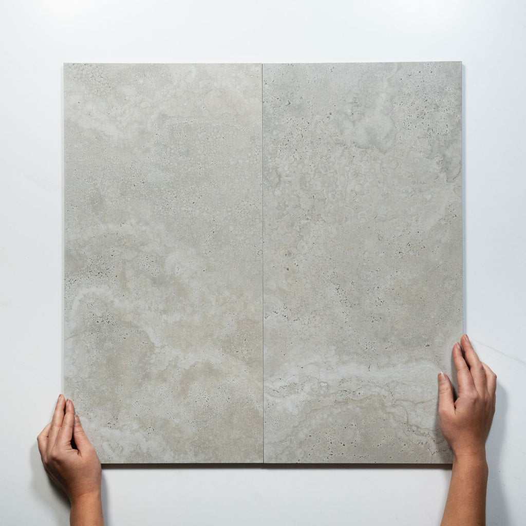 Tuscan Grey Travertine Look Tile 300mm x 600mm 36CRWSVM - The Blue Space
