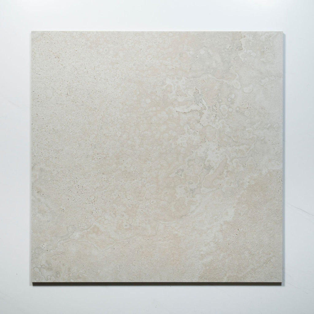 Tuscan White Travertine Look Tile 600mm x 600mm 6CRWWHM - The Blue Space
