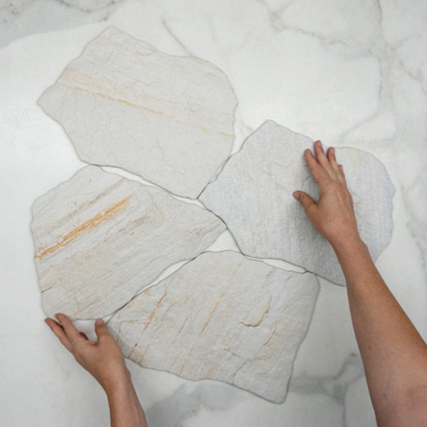 White Aria Stone Tile Matte Crazy Pave Porcelain — The Blue Space