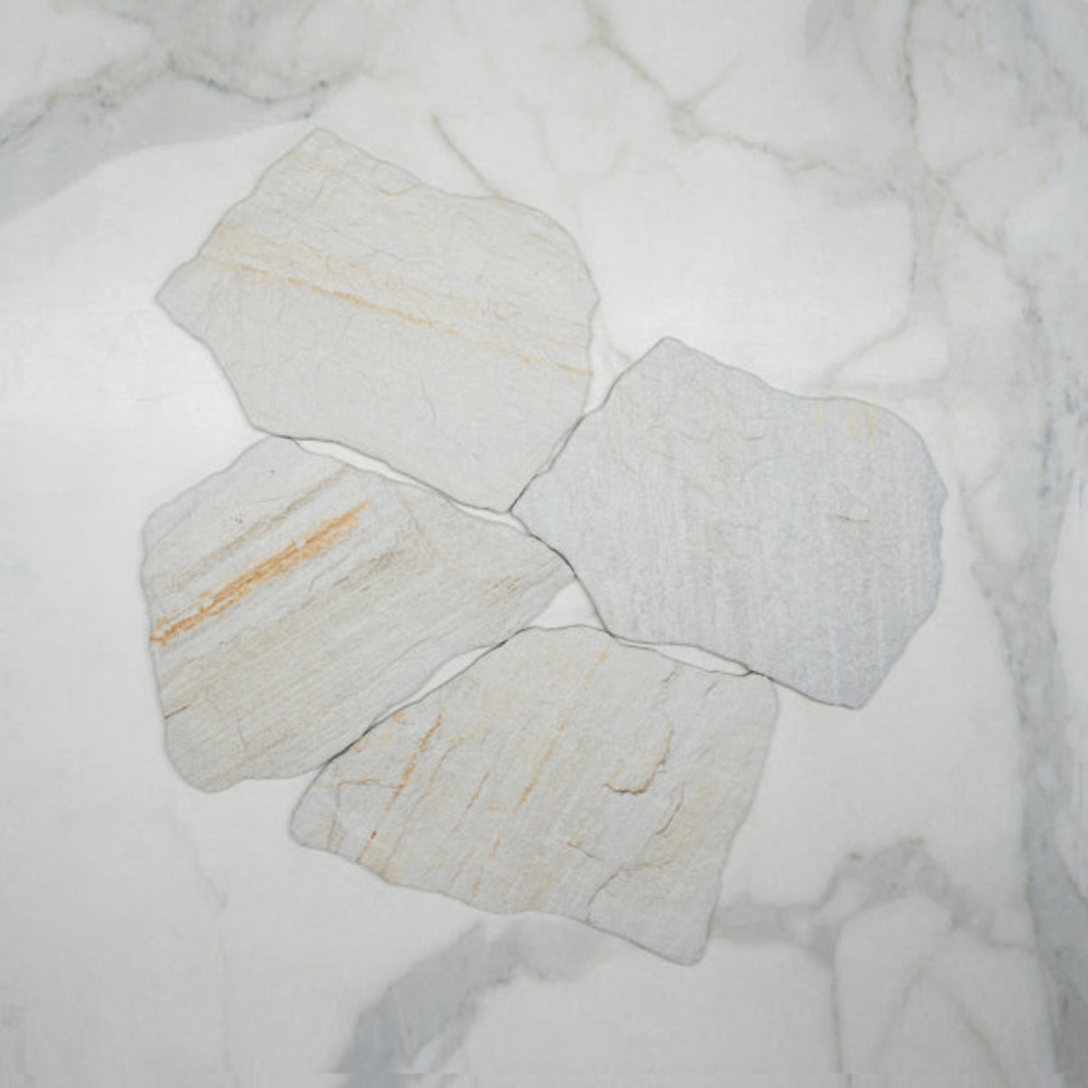 White Aria Stone Tile Matte Crazy Pave Porcelain — The Blue Space