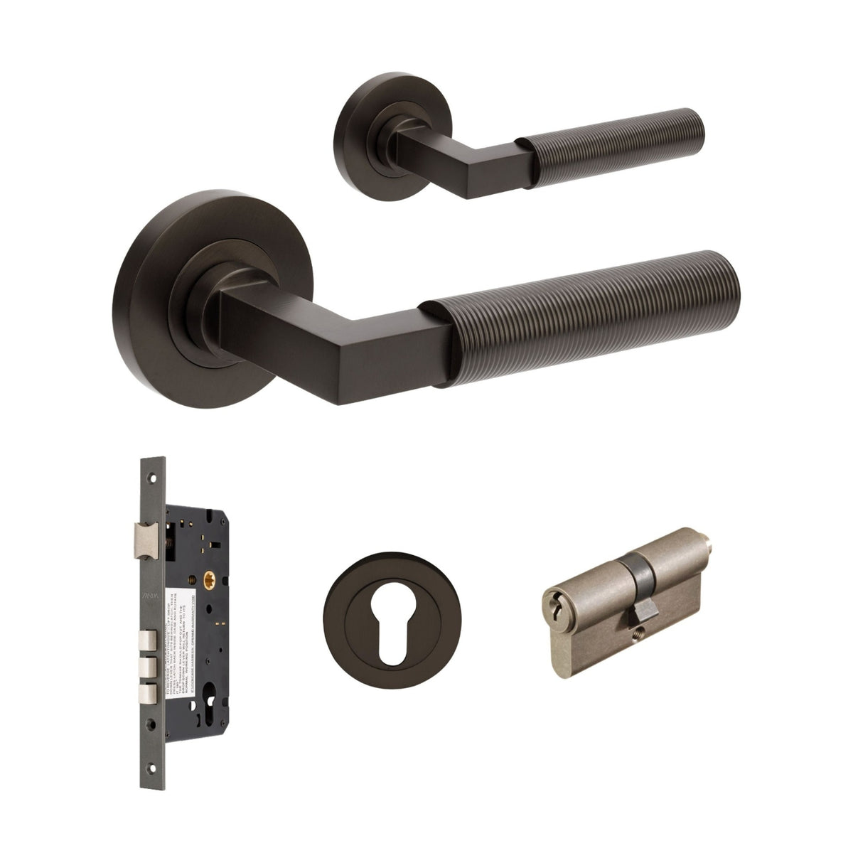 Zanda Zurich Fluted 70mm Key/Key Entrance Lever Set Graphite Nickel ...