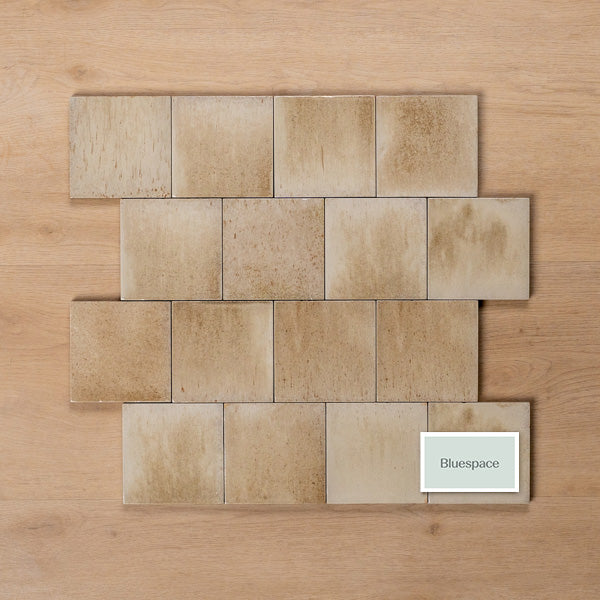 Sicily Beige Gloss Zellige Cushioned Edge Porcelain Tile 100x100mm ...