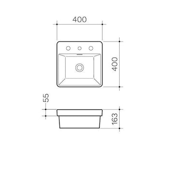 Clark Square Inset Basin With Tap Landing 400mm One Taphole — The Blue ...