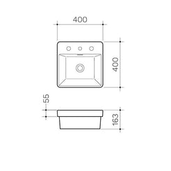Clark Square Inset Basin With Tap Landing 400mm One Taphole — The Blue ...