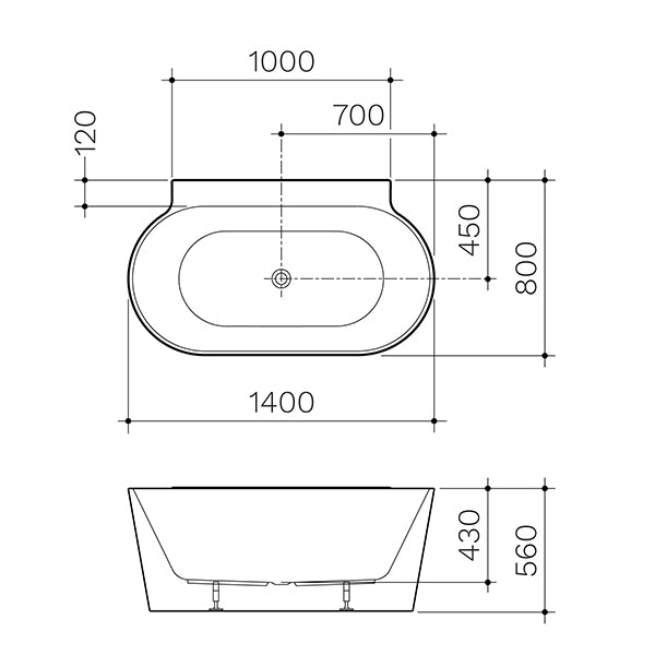 Clark Round Back To Wall Freestanding Bath 1400mm - The Blue Space