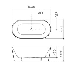 Clark Round Freestanding Bath 1600mm, Best Price - The Blue Space