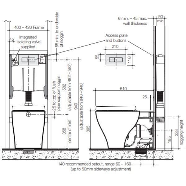 Caroma Luna Slim Cleanflush Invisi Wall Faced Toilet - The Blue Space