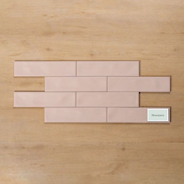Whitehaven Pink Wavy Satin Ceramic Subway Tile 68x280mm — The Blue Space