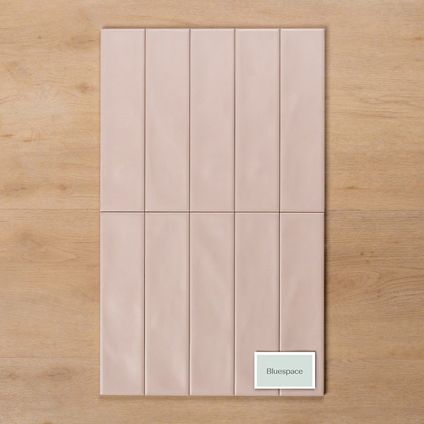 Whitehaven Pink Wavy Satin Ceramic Subway Tile 68x280mm — The Blue Space