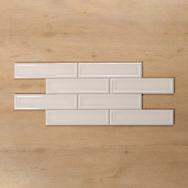 Whitehaven Cream Gloss Frame Ceramic Subway Tile 68x280mm — The Blue Space