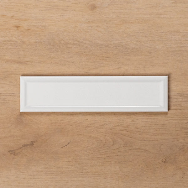 Whitehaven White Gloss Frame Ceramic Subway Tile 68x280mm — The Blue Space