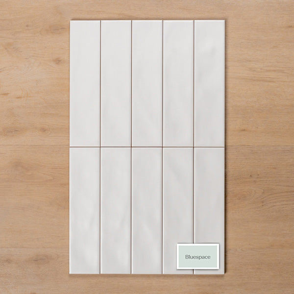 Whitehaven White Wavy Satin Ceramic Subway Tile 68x280mm — The Blue Space
