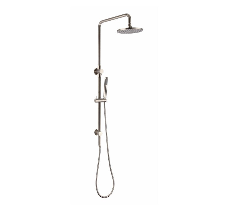 Star Twin Rail Shower System Brass Head Brushed Nickel — The Blue Space