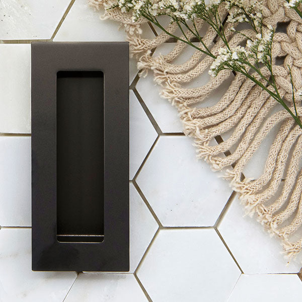 Lane Flush Pull Handle Rectangle 120mm Matte Black - The Blue Space