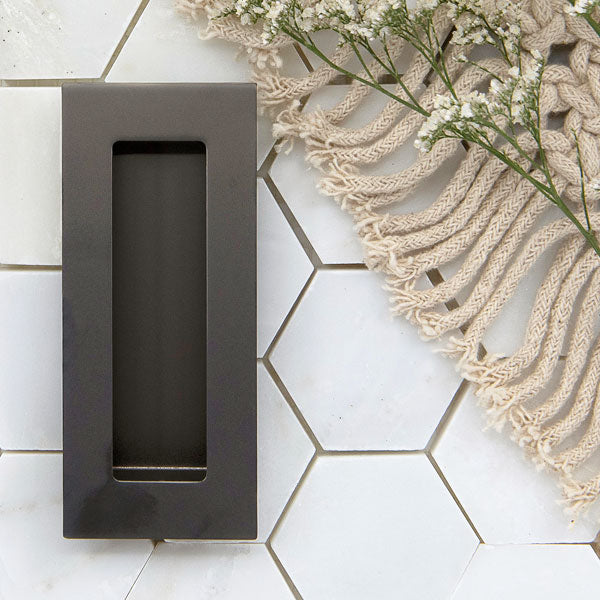 Lane Flush Pull Handle Rectangle 120mm Gun Metal Grey - The Blue Space