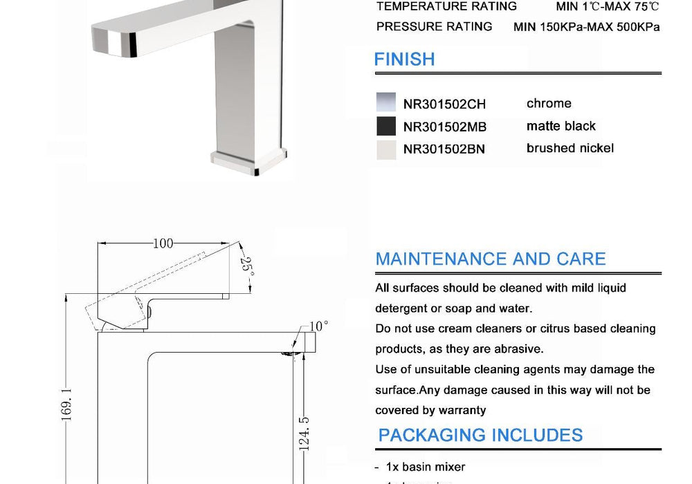 Nero Celia Basin Mixer Builders Range Matte Black — The Blue Space