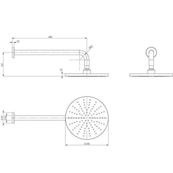 Phoenix Vivid Shower Arm 400mm & 230mm Rain Shower - The Blue Space
