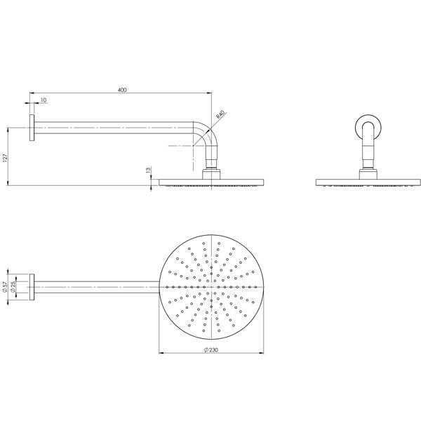 Phoenix Vivid Shower Arm 400mm & 230mm Rain Shower - The Blue Space