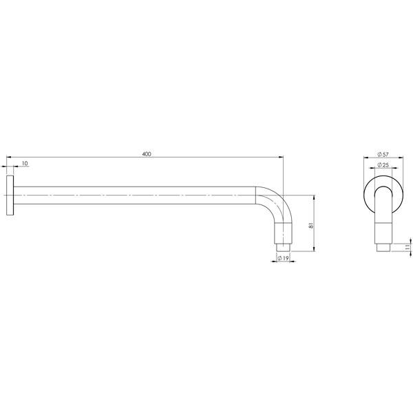 Phoenix Vivid Shower Arm Only 400mm Round Matte Black - The Blue Space