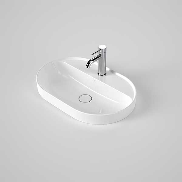 Caroma Liano II 600mm Inset Basin with Tap Landing (1 Tap Hole) White ...