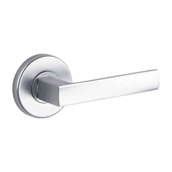 Lane Oxford Passage Lever Door Handle Set On Round Rosette Brushed ...