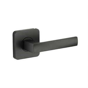 Lane Oxford Passage Lever Door Handle Set On Square Rosette Matte Black ...