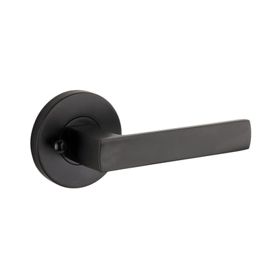 Lane Oxford Privacy Lever Door Handle Set On Round Rosette Matte Black ...