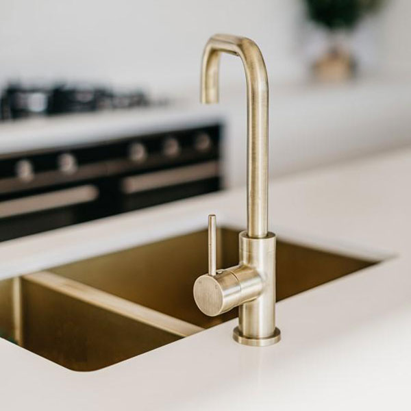 Meir 1.5 Bowl PVD Kitchen Sink 670mm - Brushed Bronze Gold — The Blue Space