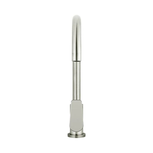 Meir Paddle Round Gooseneck Kitchen Sink Mixer Tap Brushed Nickel ...