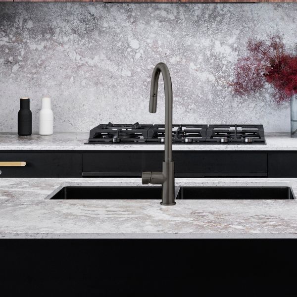 Meir Pinless Round Pull Out Kitchen Sink Mixer Tap Shadow Online The ...