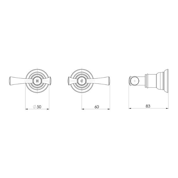 Phoenix Cromford Wall Top Assemblies 15mm Extended Spindles Brushed ...