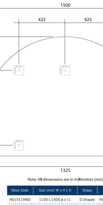 Thermogroup Hamilton Ablaze D-Shaped Mirror 1100 x 1500mm at The Blue Space